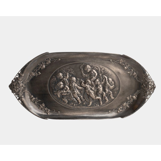 Late 19th Century Art Nouveau Large Wmf Tray With "Puttis" | Chairish