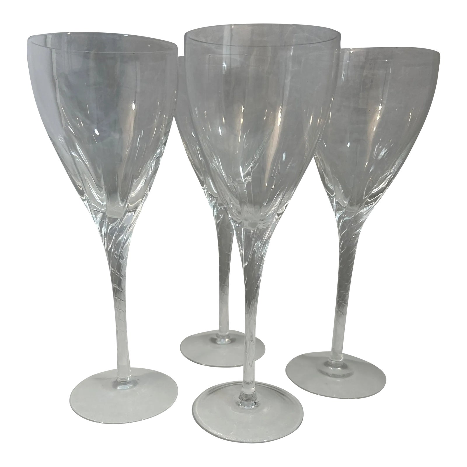 Late 20th Century Lenox Crystal Clear Long Stem Wine Glasses Encore ...