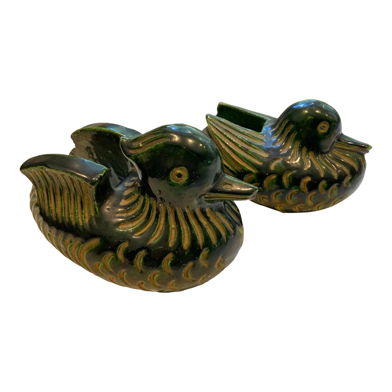 Mid 20th Century Japanese Mandarin Duck Screen Holders - a Pair | Chairish