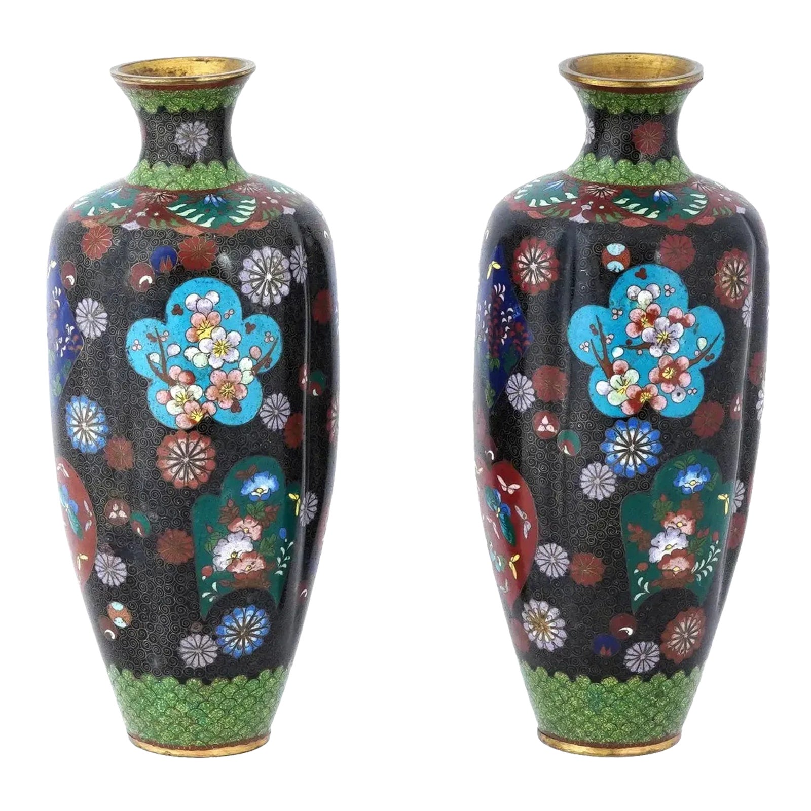 Large Pair of Late 19th Century Japanese Cloisonne Enamel Kyoto School ...