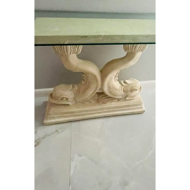 1980s Hollywood Regency Koi Fish Console Table With Glass Top | Chairish