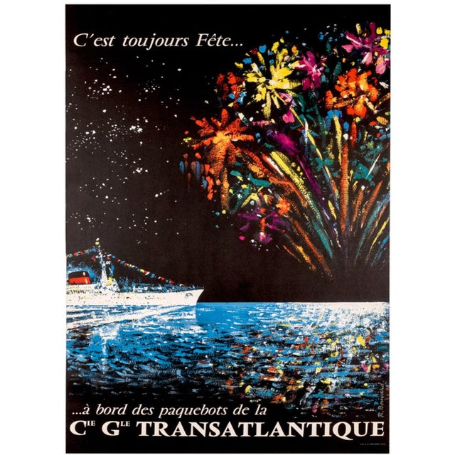 1949 Cie Gle Transatlantique Poster | Chairish