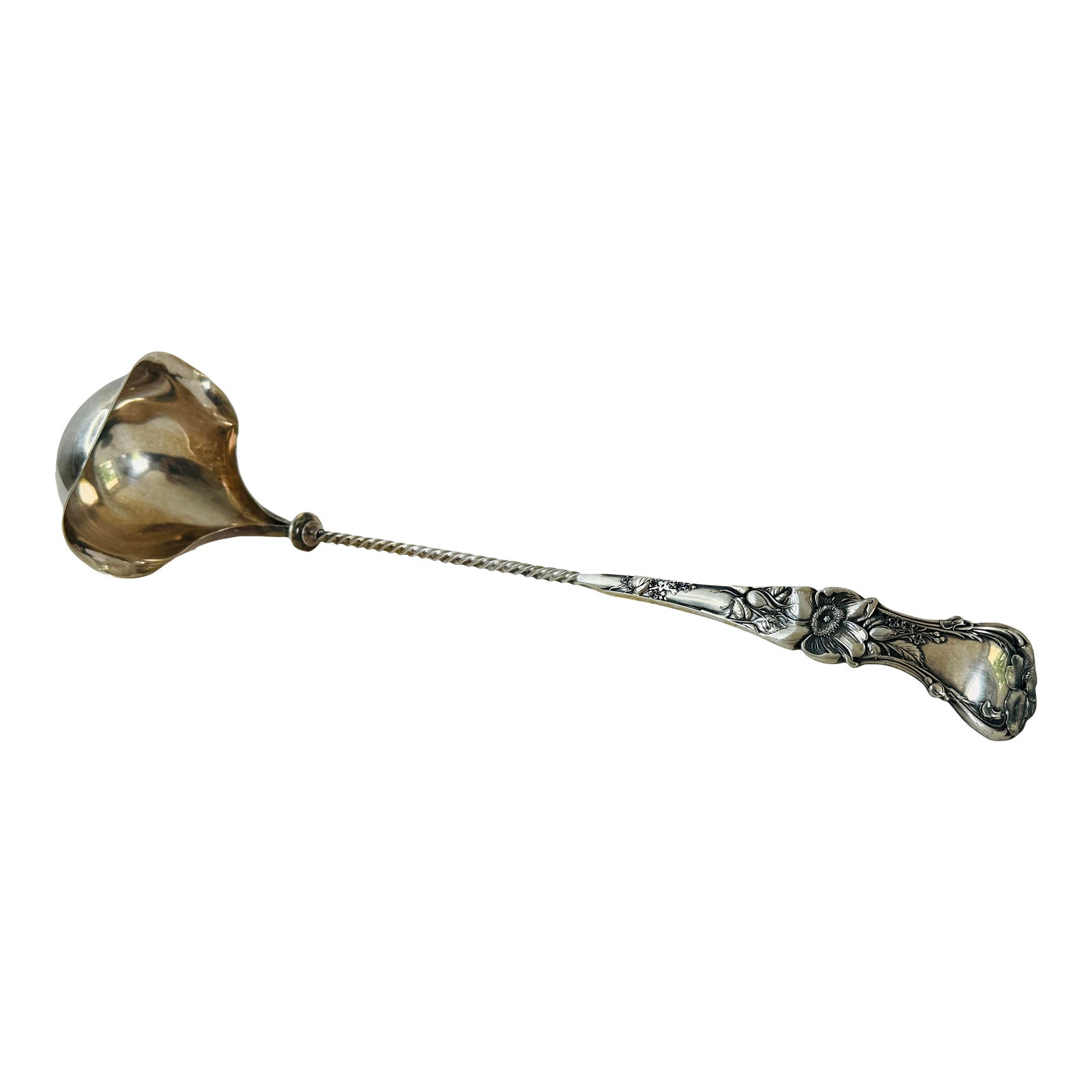 R. Wallace 1835 Floral Grape Silver Plate Double Spout Punch Bowl Ladle ...