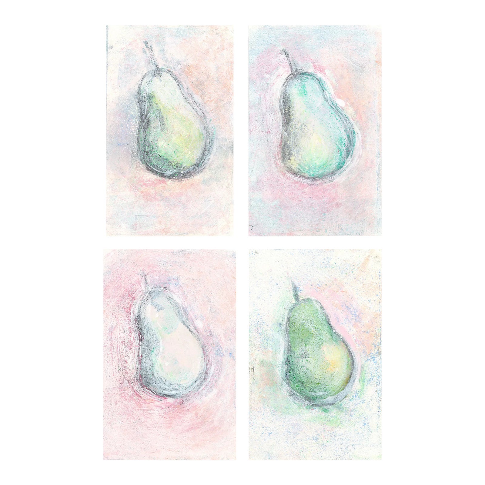 Pears Blushing Set of 4 Modern Still Life Print Green Yellow Pink by ...
