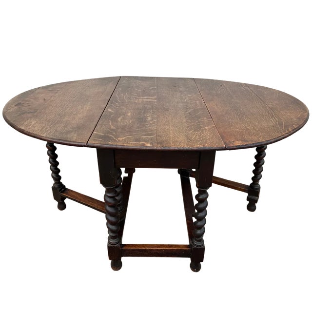 Early 1900s English Oak Gateleg Table | Chairish