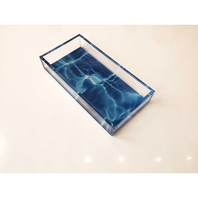 Amorphous Lucite Blue Tray | Chairish