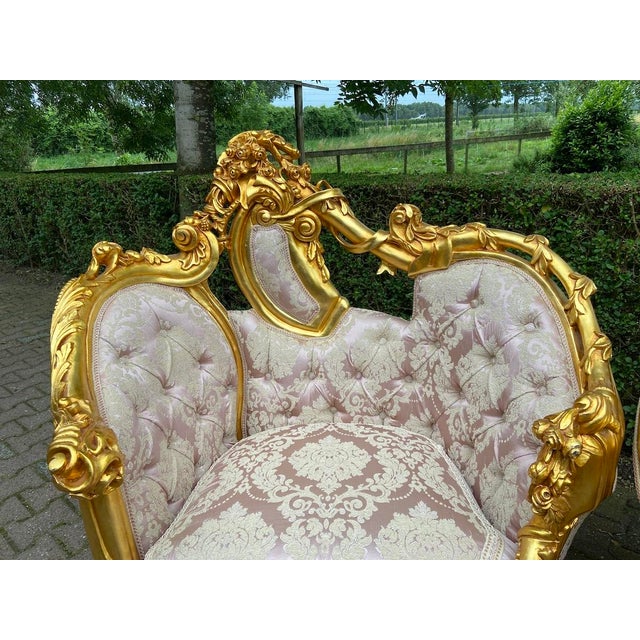 Pair of Late 20th Century Rococo Baroque Bergere Chairs in Gilded Beech ...