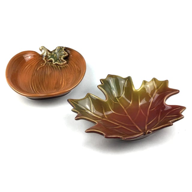 Mid-Century Modern Autumn Trinket Plates - Set of 2 | Chairish
