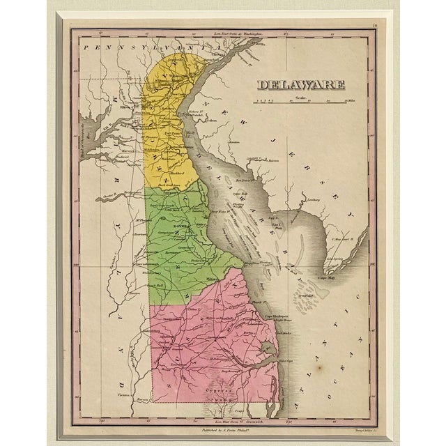 Map of Delaware by Anthony Finley, 1824 (Framed) | Chairish