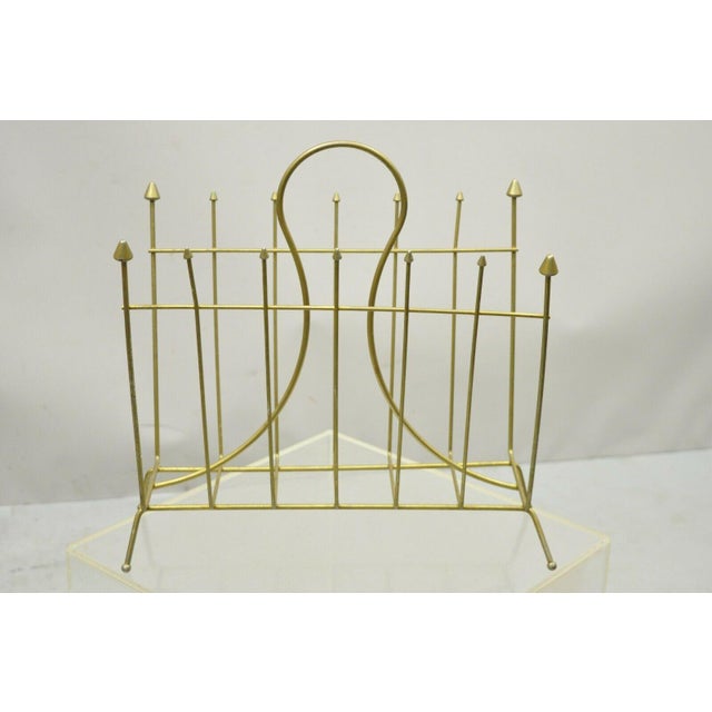 Vintage Mid Century Modern Atomic Era Metal Wire Gold Magazine Rack ...