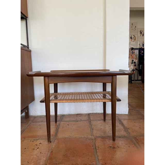 1950s Pair of Danish Modern Poul Jensen for Selig Side Tables With Cane ...