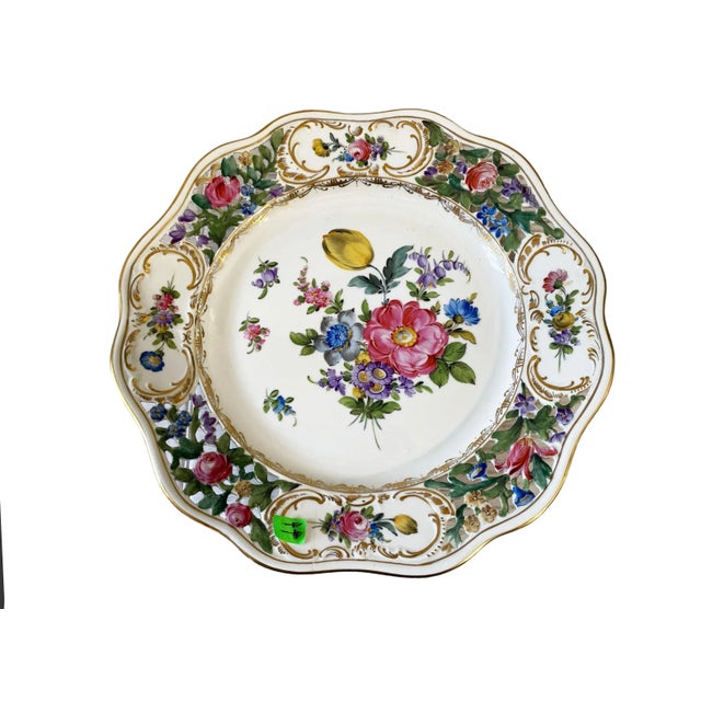 Reticulated Pierced Porcelain Flowers Cabinet Plate Dresden 11" D ...