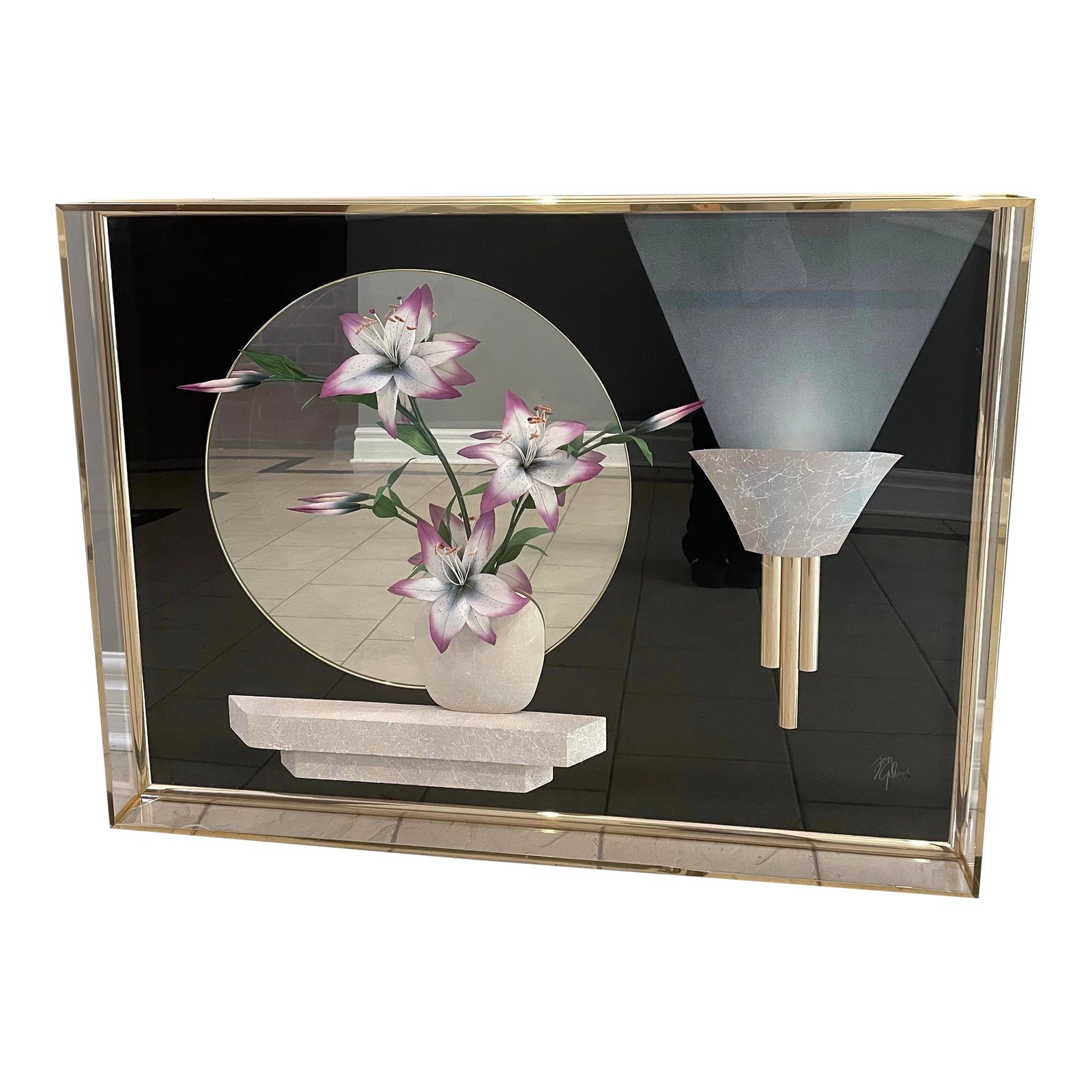Vintage 1980s 3d Art by Jon Gilmore Signed Shadow Box With Flower/Vase ...