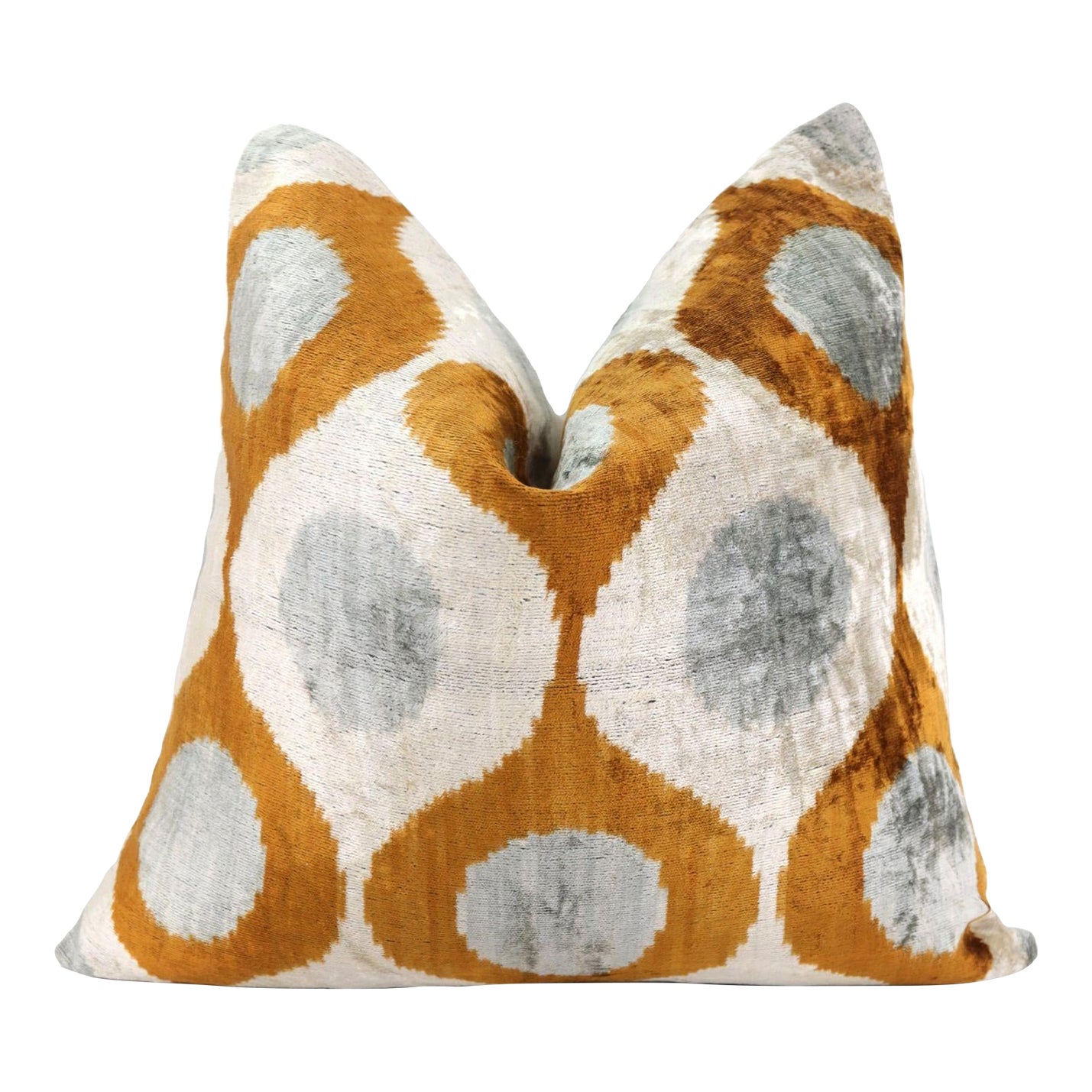 Amber Gray Silk Velvet Pillow – 16x16 Handmade Luxury Geometric Cushion ...