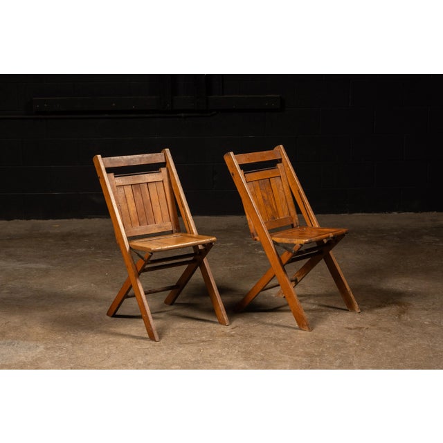 1920s Antique Wooden Slat Back Folding Chairs Set of 2 Chairish