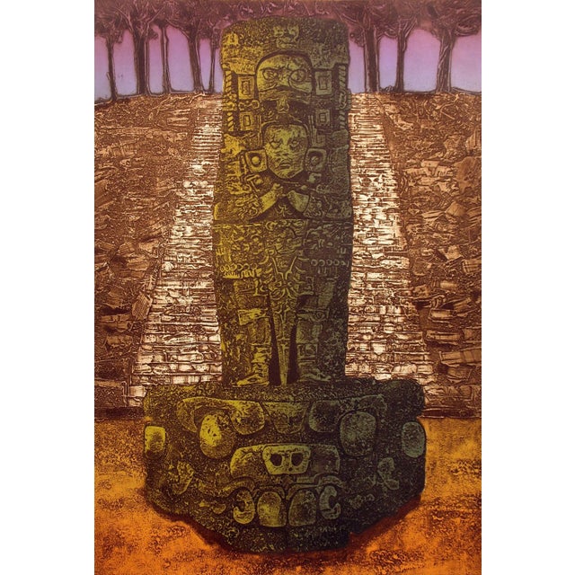 Dean Meeker Copan Original Signed Intaglio Collagraph Artwork | Chairish