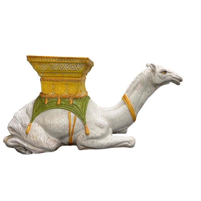 Vintage Italian Terracotta Glazed Camel Side Table/Garden Stool | Chairish