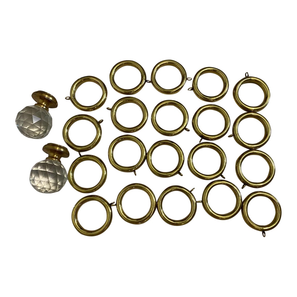 Vintage Heavy Duty Curtain Rod With Brass Rings and Cut Dimond Glass ...