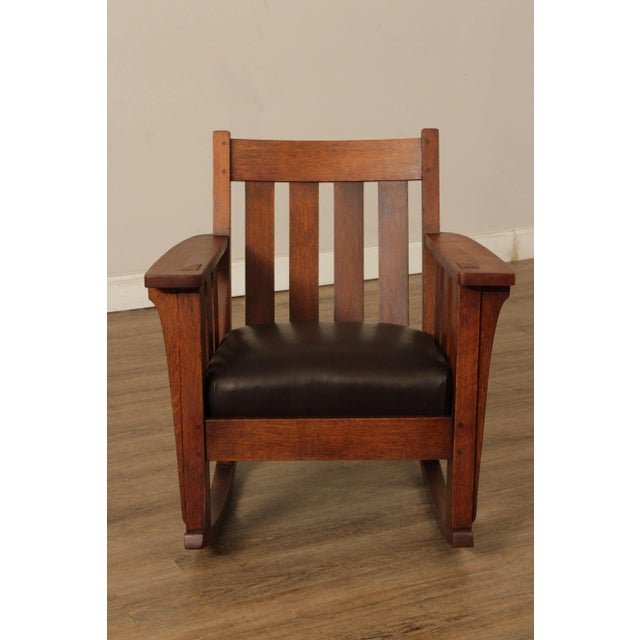 Antique Mission Oak & Leather Rockers Attributed to Harden - A Pair ...