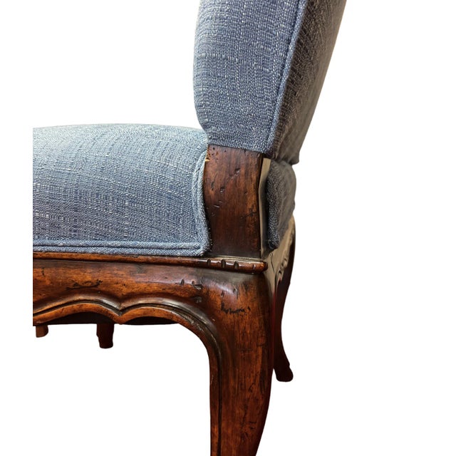 Vintage Blue Custom Upholstered Parsons Chair | Chairish