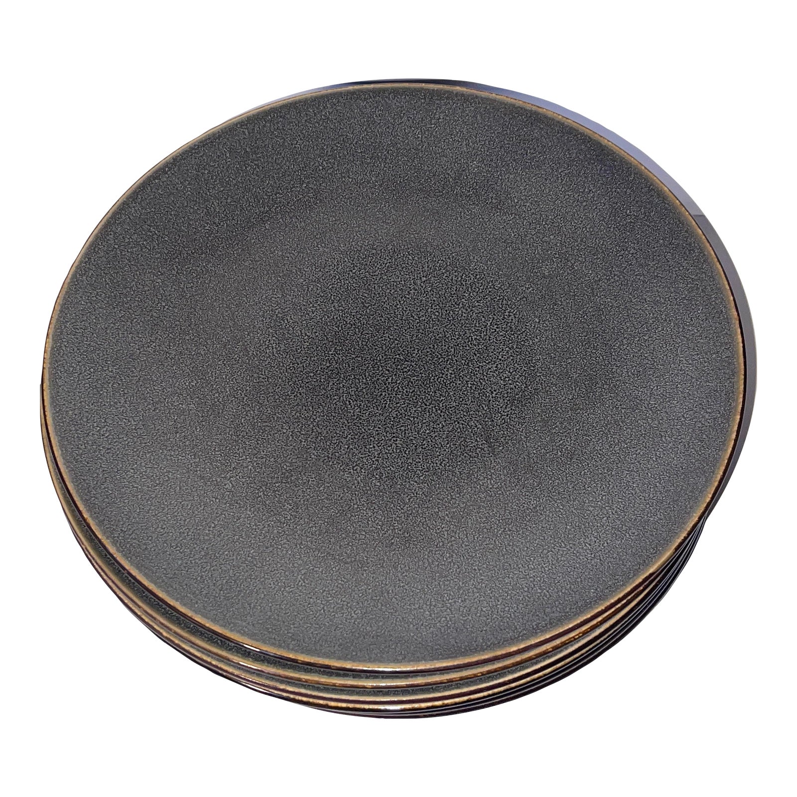 Modern Industrial Gray Ironstone Plates - Set of 6 | Chairish