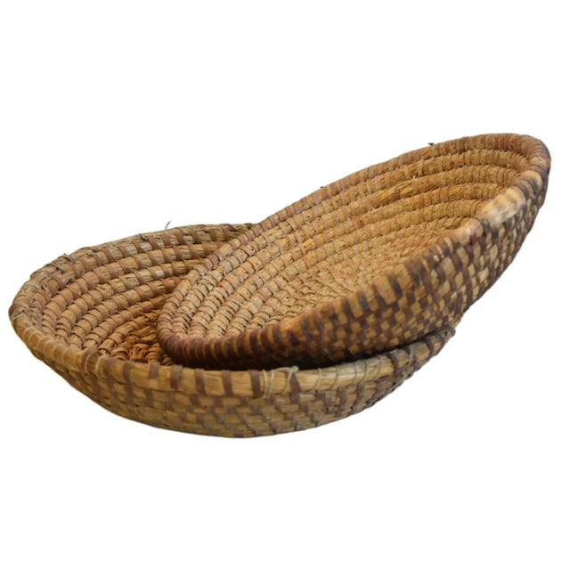 French Farmhouse Handmade Woven Dough Bread Bowls, Set of Two | Chairish