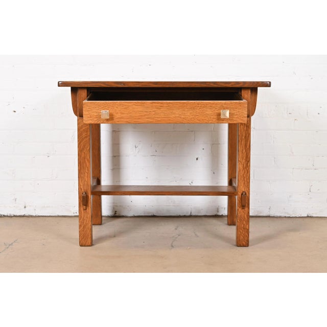Limbert Mission Oak Arts & Crafts Desk or Library Table, Newly Restored | Chairish