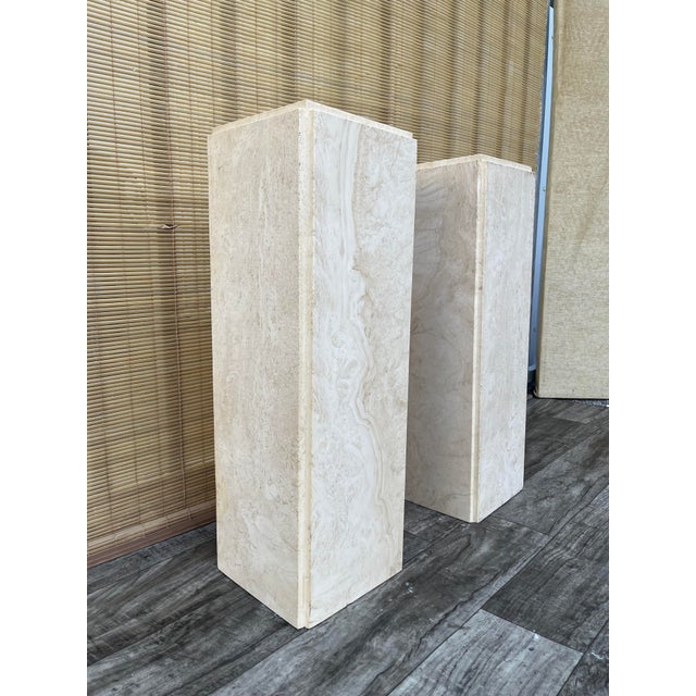 A Pair Of Postmodern Travertine Pedestals Circa 1980s Chairish