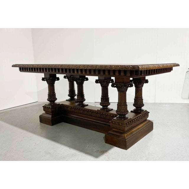 Antique Italian Renaissance Style Walnut Hand Carved 6 Column Library ...