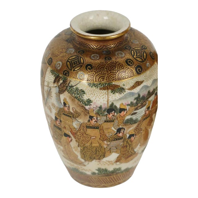 Early 20th Century Japanese Satsuma Pottery Gilded Vase, Marked | Chairish