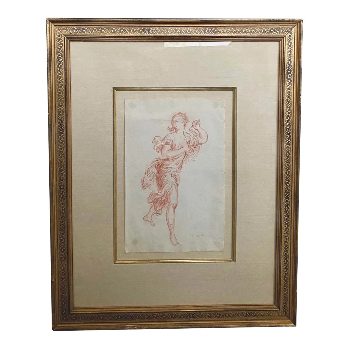 19th Century Red Chalk Drawing | Chairish