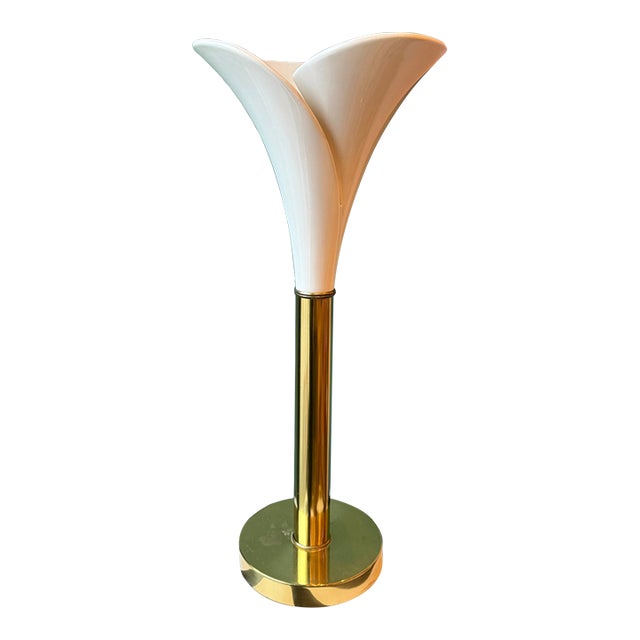 Vintage Brass and Ceramic Calla Lily Table Lamp | Chairish