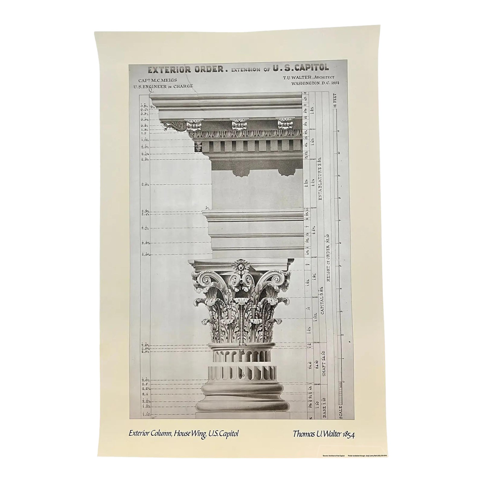 Vintage 80s Column U. S. Capitol Architectural Rendering Poster by ...