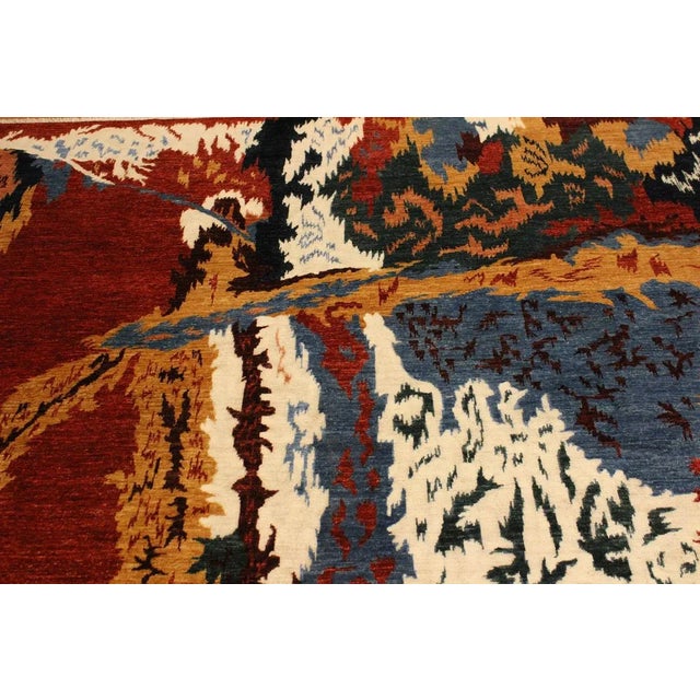 1990s Abstract Modern Red/Ivory Wool Rug - 8'3 X 9'7 | Chairish