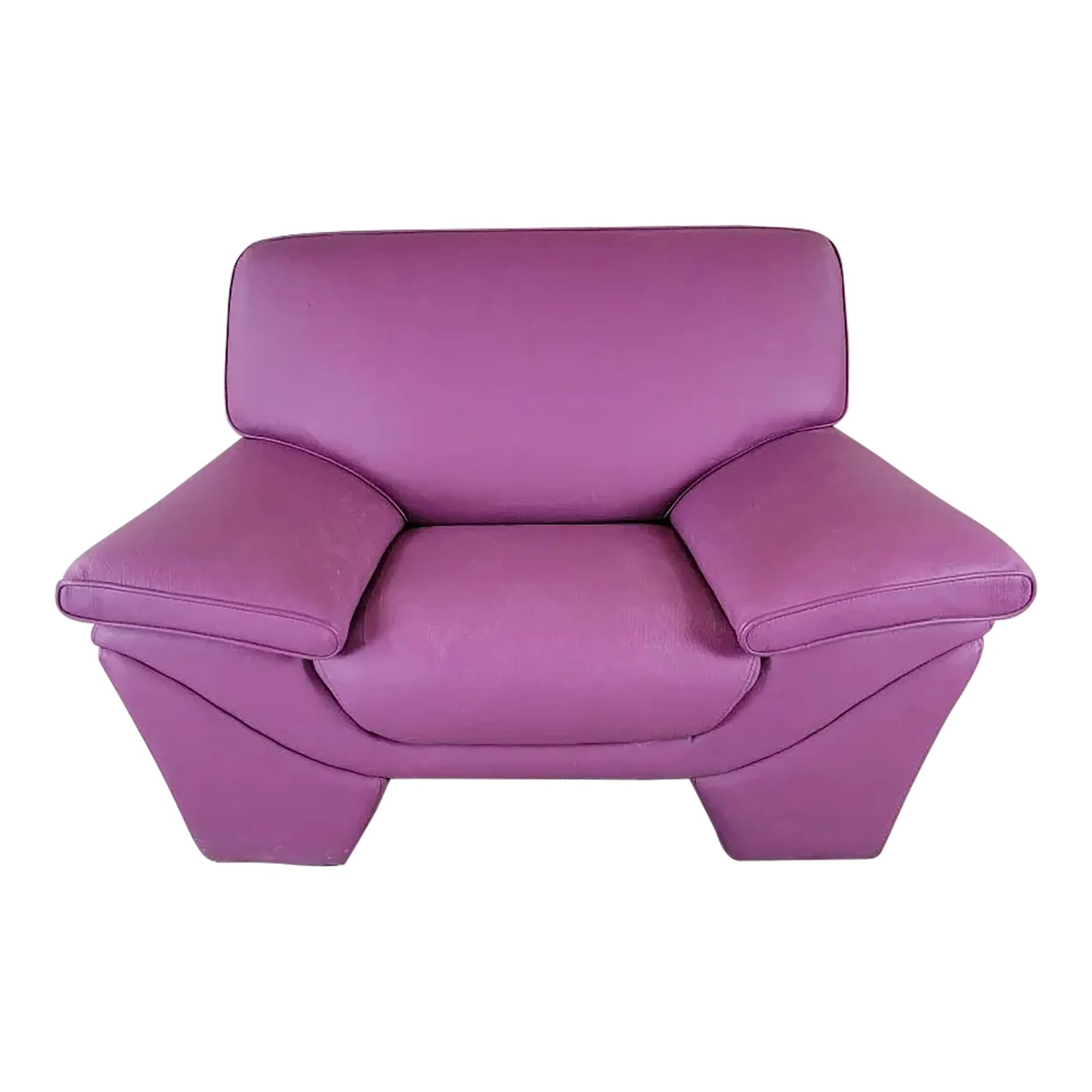 Vintage Postmodern Contemporary Plum Leather Oversized Lounge Club ...