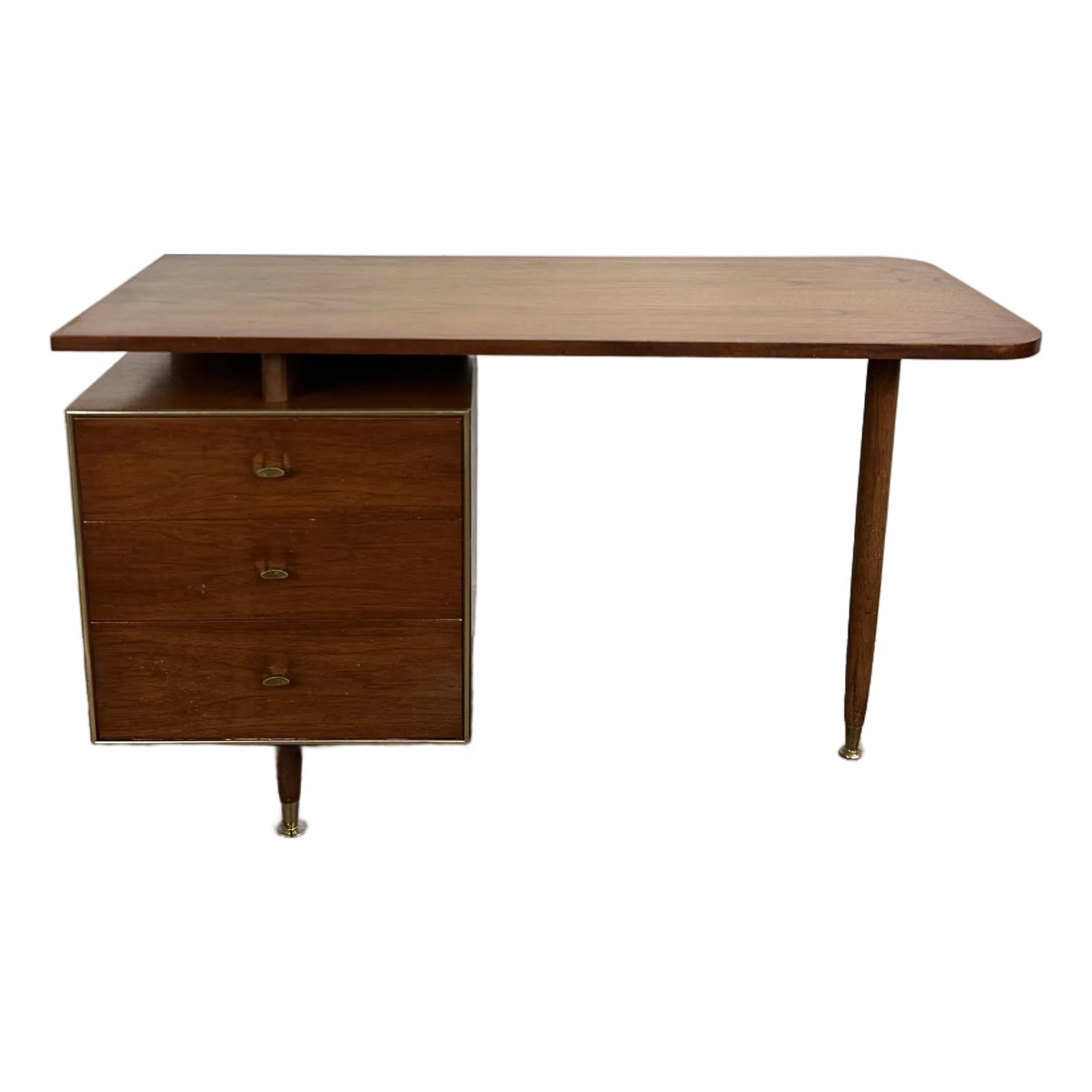 Rway Walnut Mid Century Modern Writing Desk | Chairish