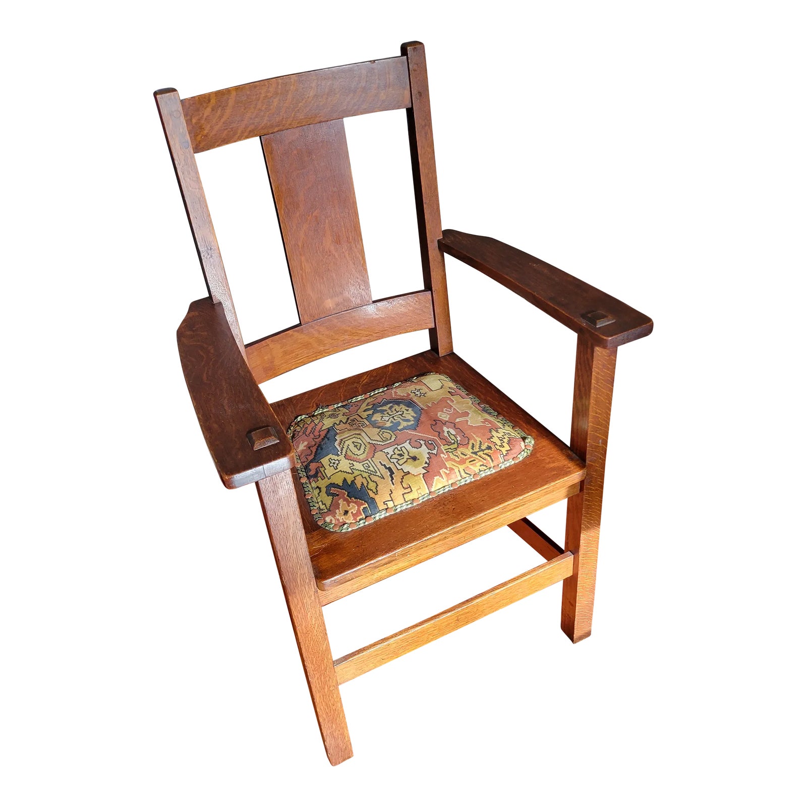 1910s Antique Charles Limbert Oak Chair | Chairish