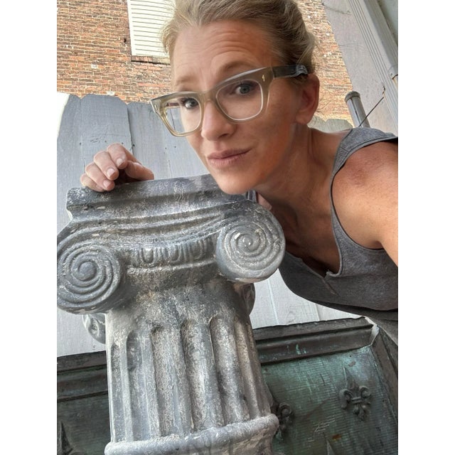 Grey Greek Ionic Column Pedestal | Chairish