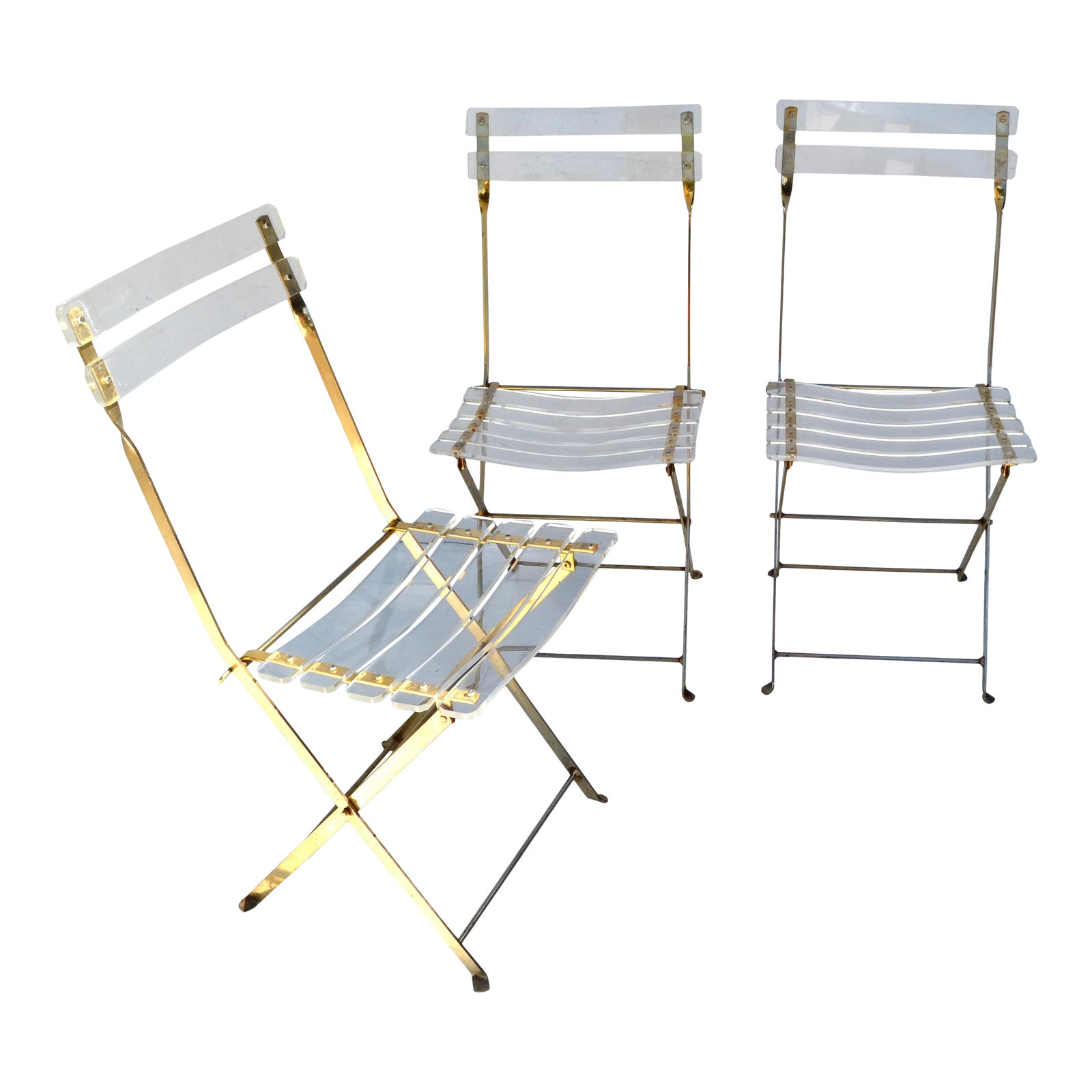 Set of 3 Lucite Folding Chairs by Yonel Lebovici for Marais ...