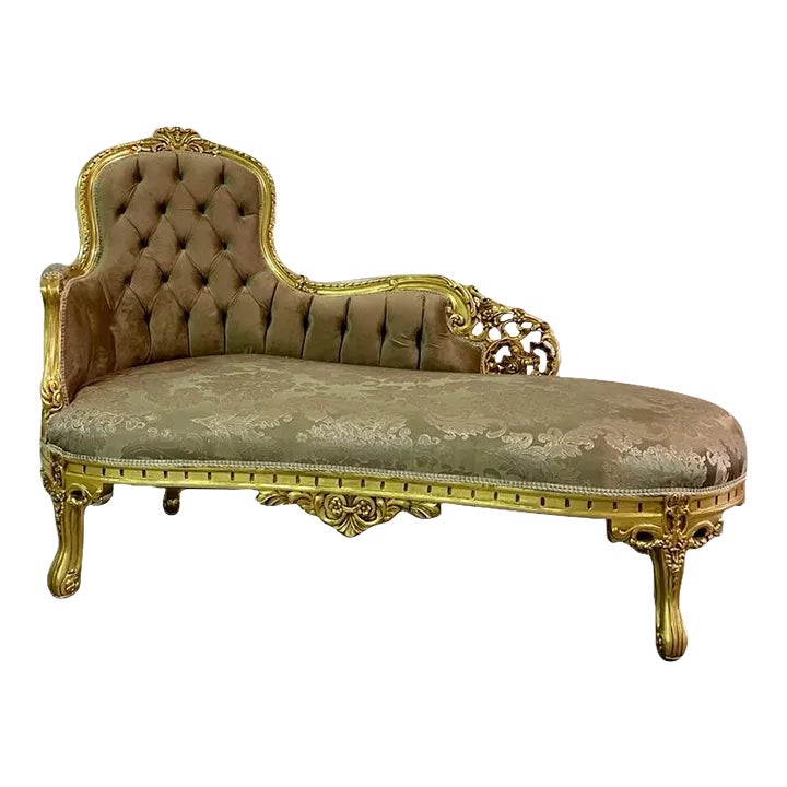 French Rococo Style Gold Chaise Lounge | Chairish