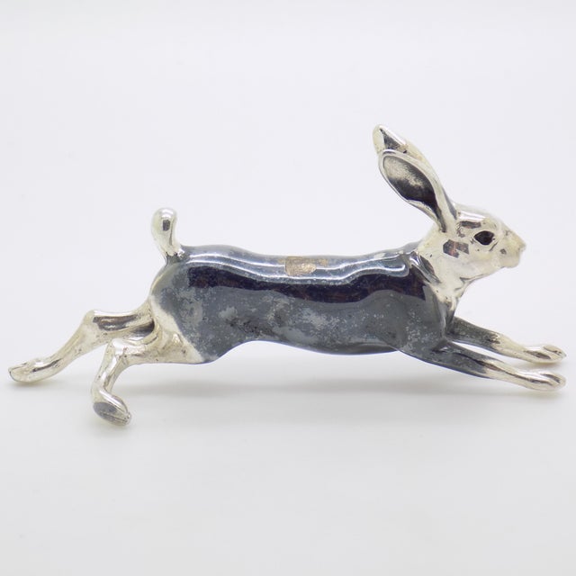 Vintage Italian Handmade Silver Running Hare Figurine, 1980s | Chairish