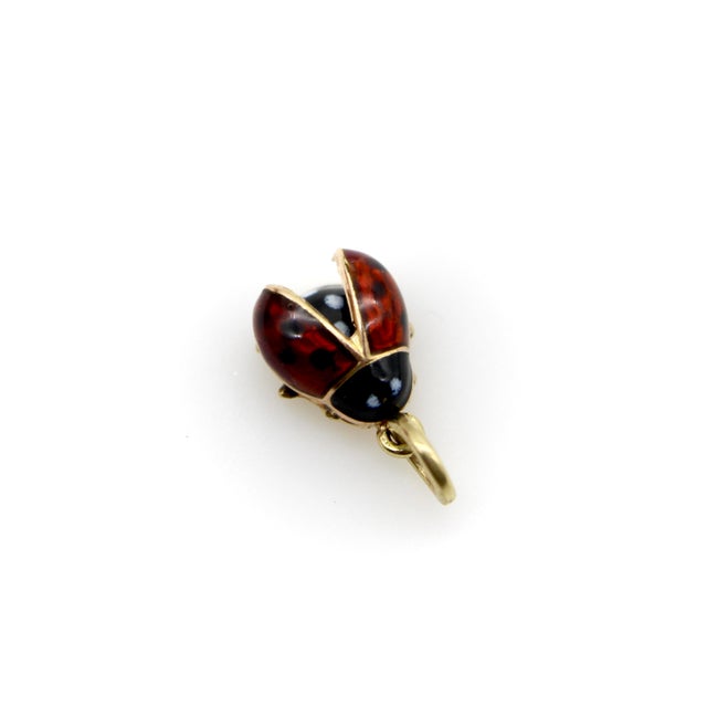 1970s 14k Gold Enamel Ladybug Charm | Chairish