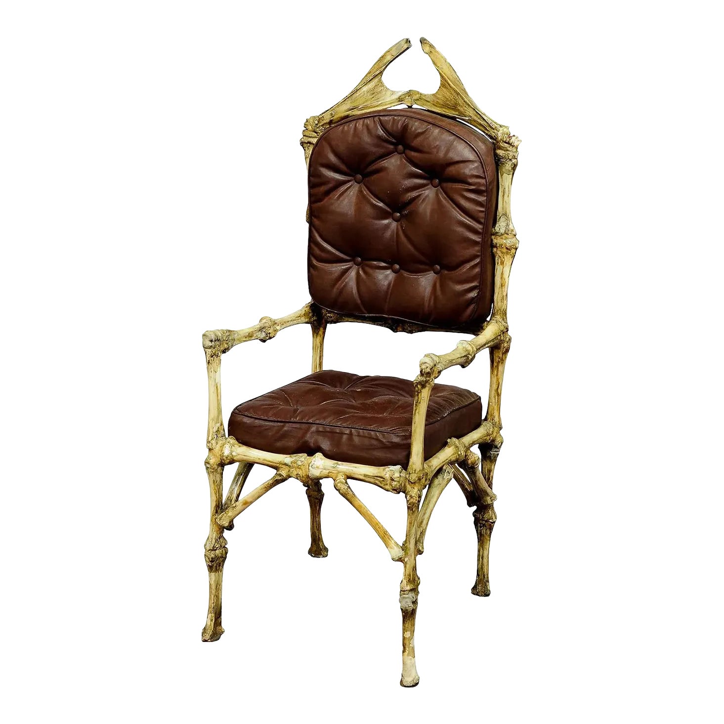 Large Vintage Cattle Bone Throne Armchair, Germany Ca. 1930 | Chairish