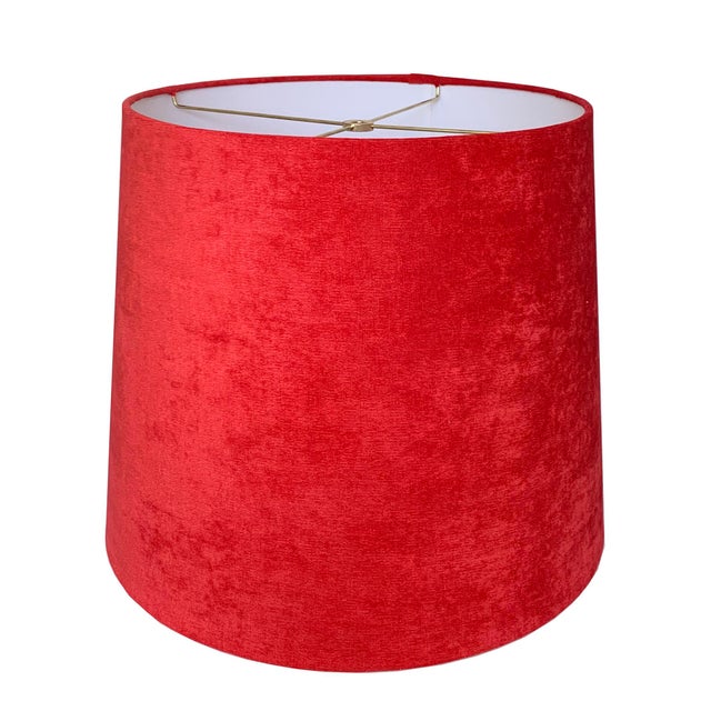 Red Velvet Drum Velvet Lamp Shade | Chairish