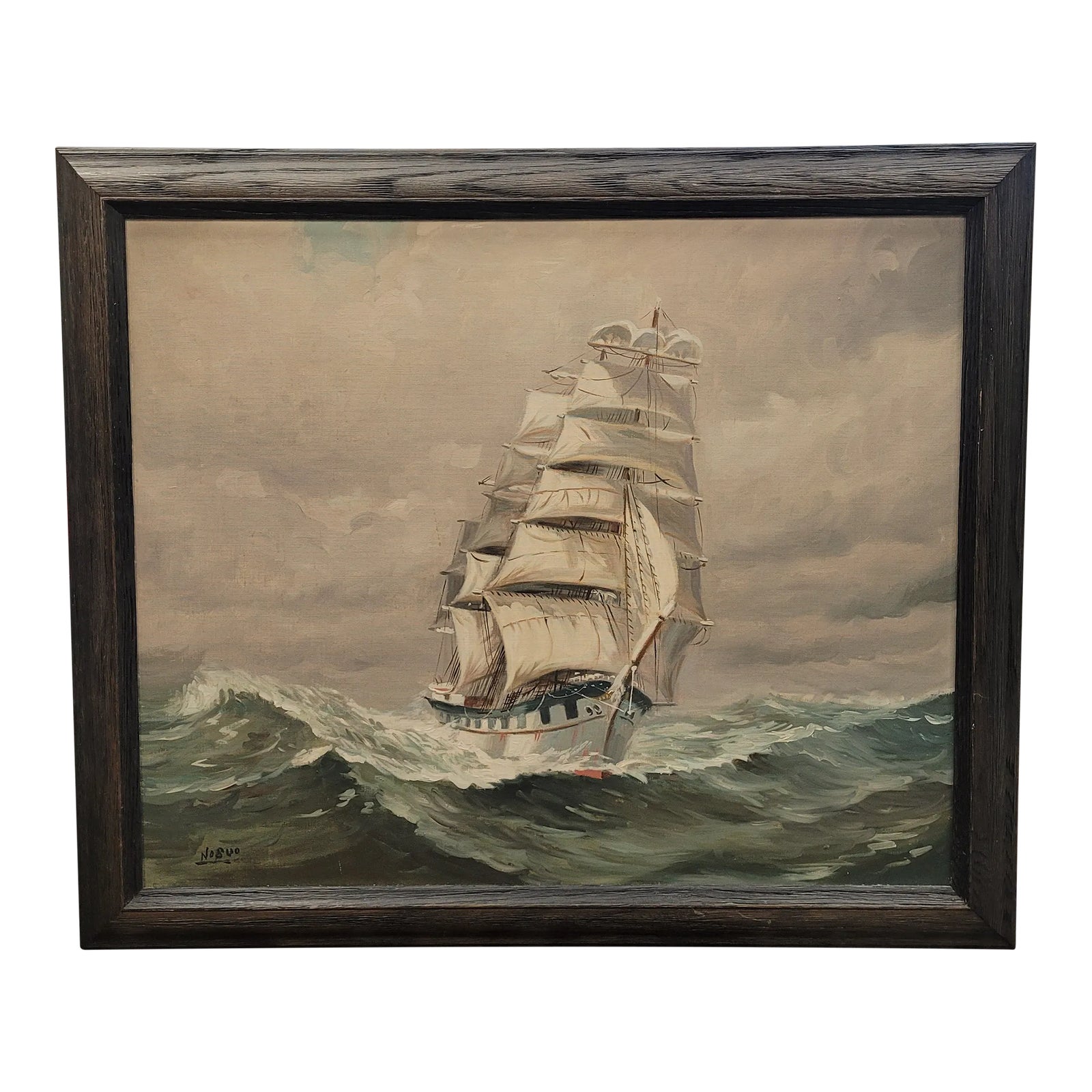 1960s Ship Painting by Nobuo Hayashi, Framed | Chairish