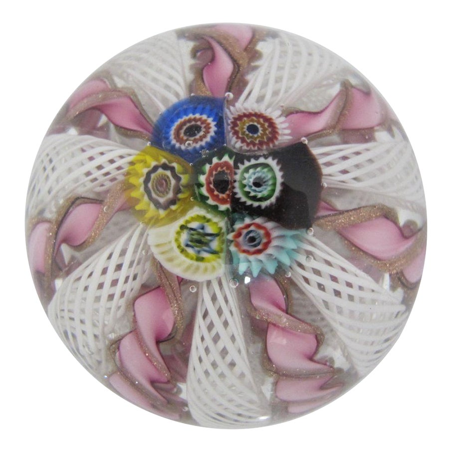 Vintage Murano Italian Art Glass Millefiori Candy Twist Dome ...