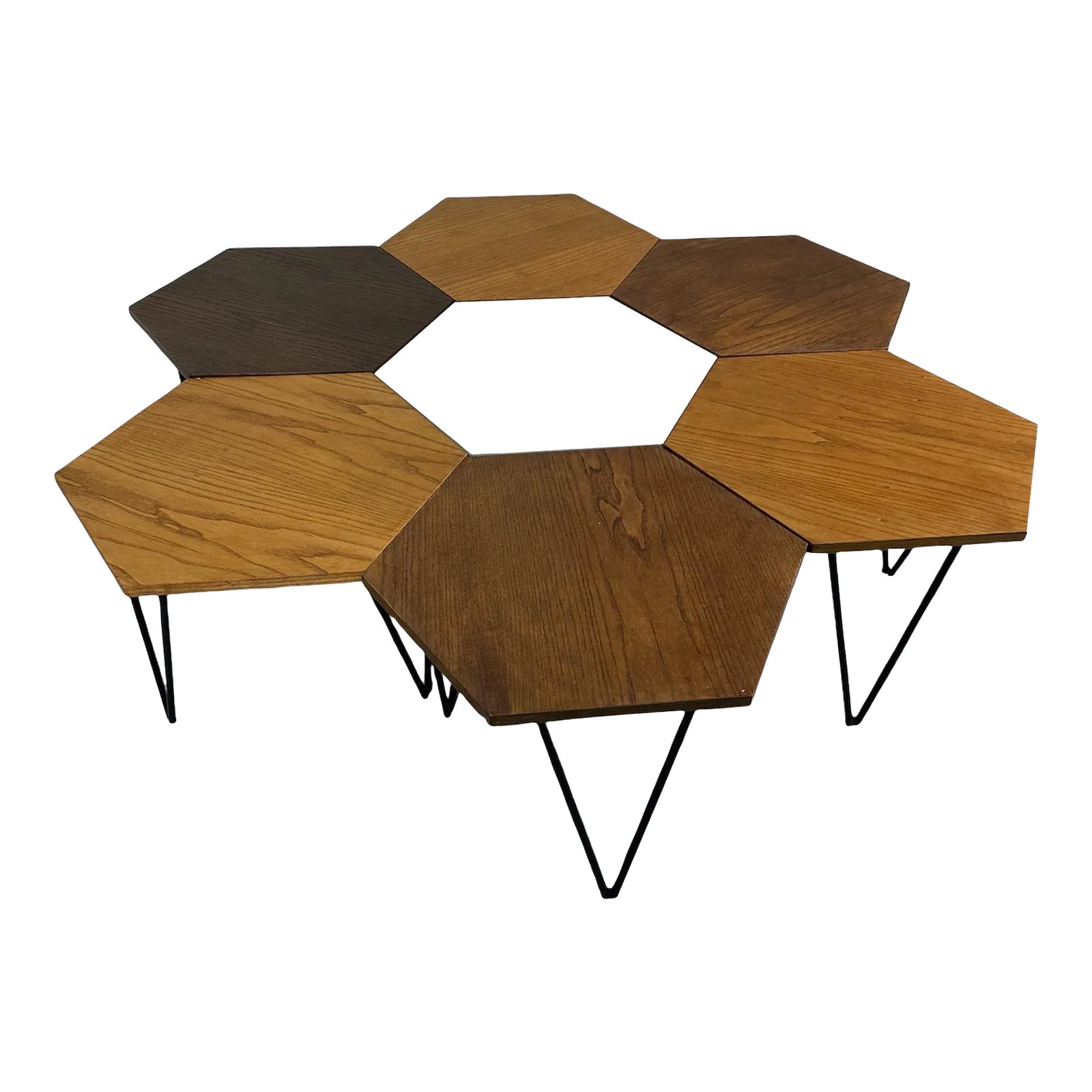 Set of 7 Gio Ponti Modular Hexagonal Coffee Tables, Isa Bergamo, Italy ...