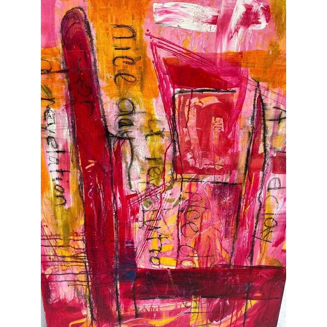 Carol Bertrand Abstract Pink Collage Painting | Chairish