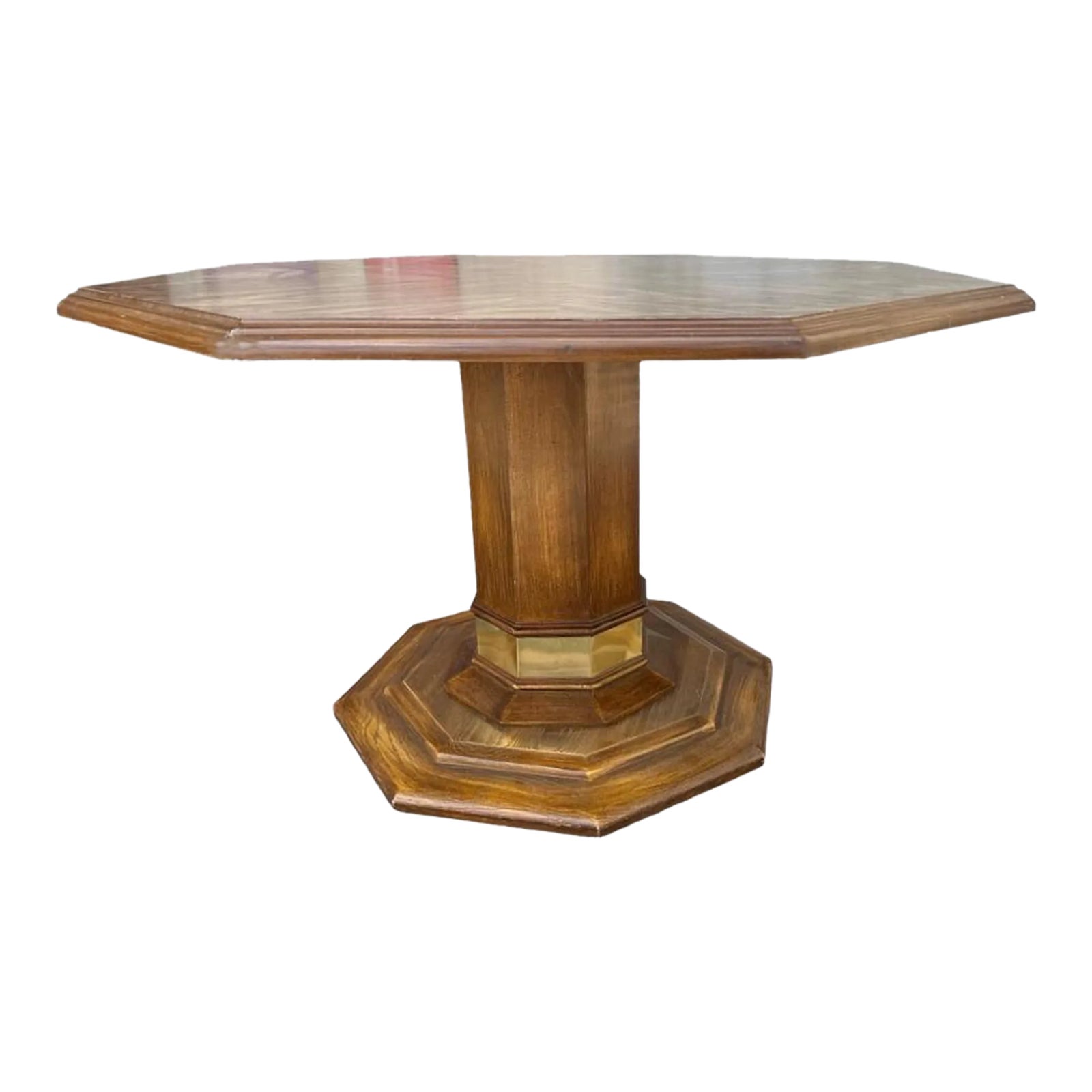 Vintage Octagonal Oak Pedestal Game Table or Dining Table - Late 20th ...