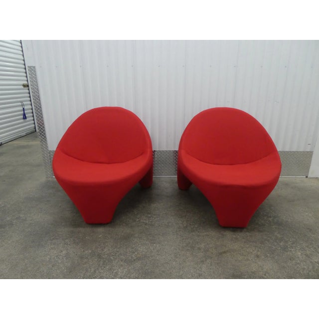 Vintage Fire Engine Red Italian Lounge Chairs - a Pair | Chairish